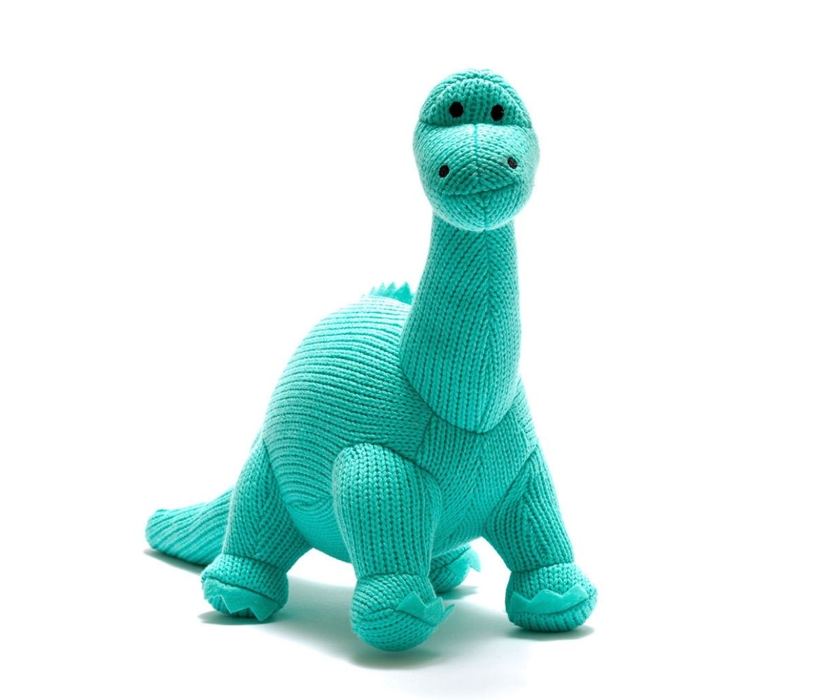 Diplodocus Knitted Dinosaur Soft Toy Ice Blue - View Gifts | Thames Ditton